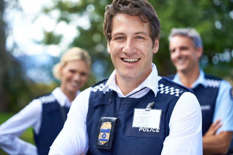 Youre Safe with Him Watching. a Group of Police on Duty. Stock Photo ...