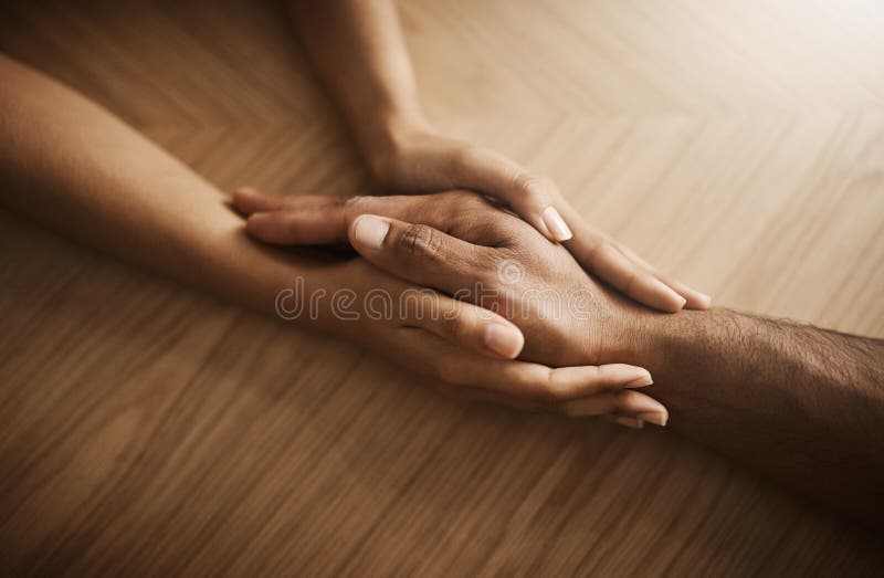 Youre Save Here. Two Unrecognizable People Holding Hands in Comfort ...