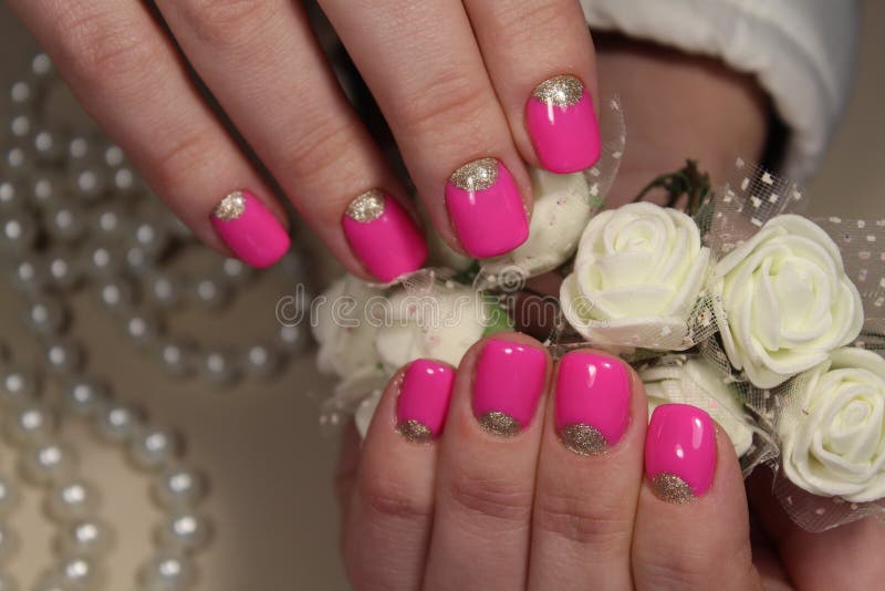 Youth Design of Manicure in Pink Color Stock Photo - Image of stylish ...
