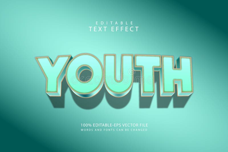 Youth Editable Text Effect 3 Dimension Modern Style Stock Vector ...