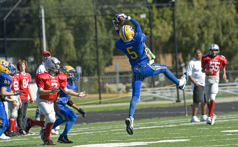 Youth Football Interception Editorial Stock Image - Image of pass, jump ...