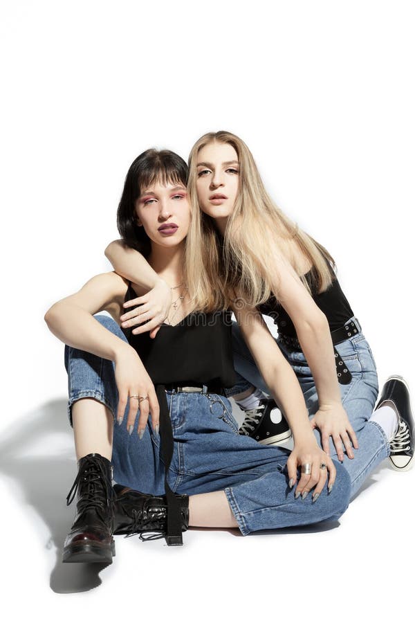 Youth Lifestyle Concepts Portrait Of Young Caucasian Lesbian Couple