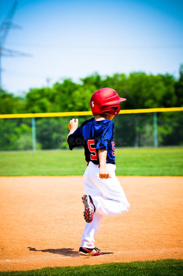Baseball Player Running Bases Stock Image - Image of glove, little ...