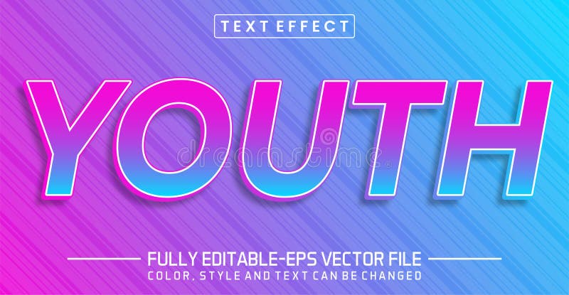 Youth Text Editable Style Effect Stock Illustration - Illustration of ...