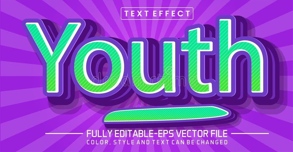 Youth Text Editable Style Effect Stock Vector - Illustration of ...
