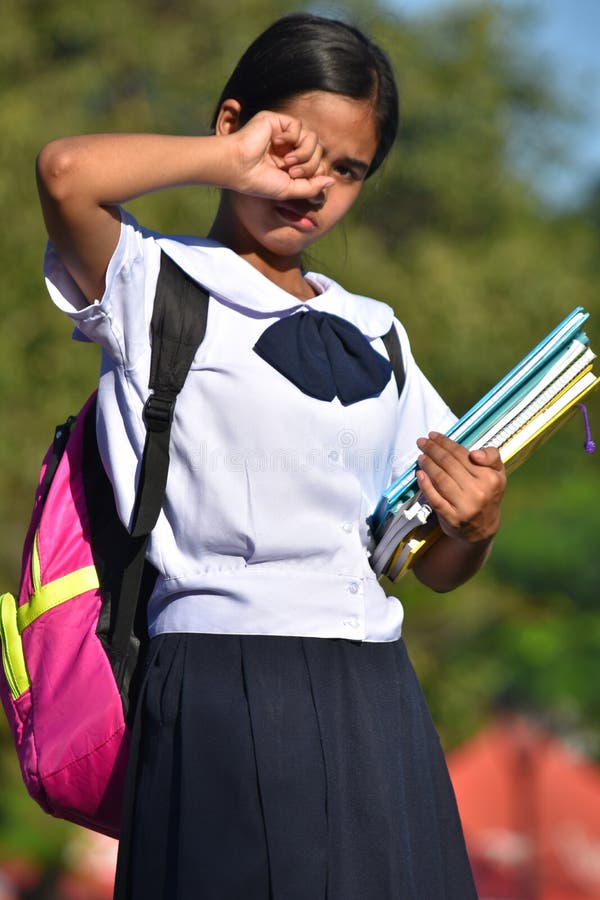 Youthful Diverse Student Teenager Crying with Notebooks Stock Photo ...