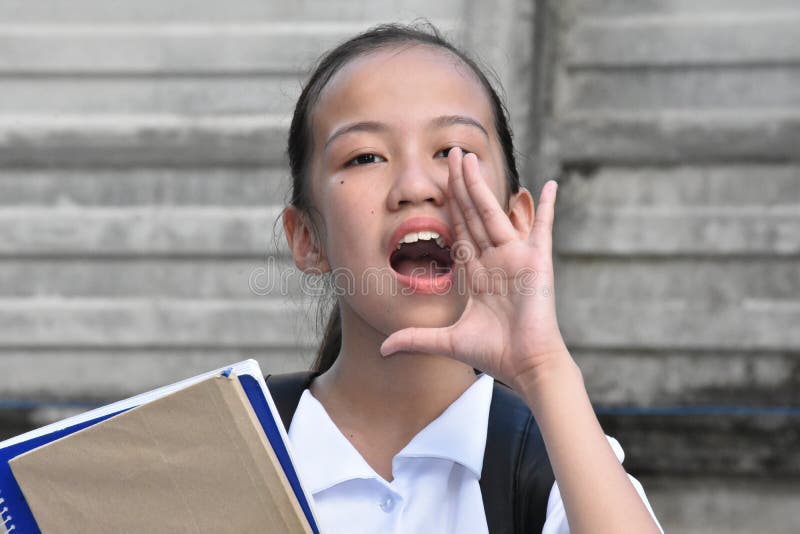 A Youthful Minority School Girl Shouting Stock Photo - Image of shouts ...