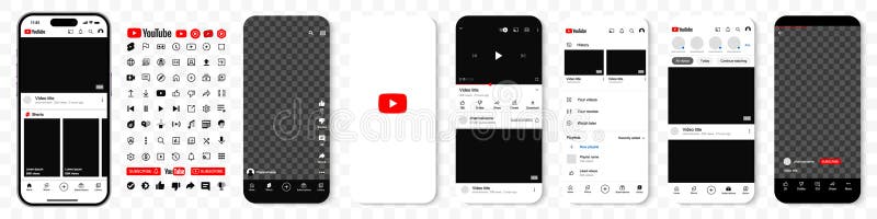 Youtube App Template. Iphone with Youtube Mockup, Youtube Icons and ...