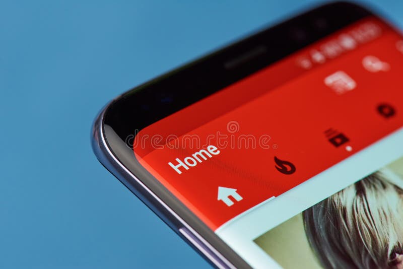 Youtube menu on smartphone editorial stock photo. Image of modern ...