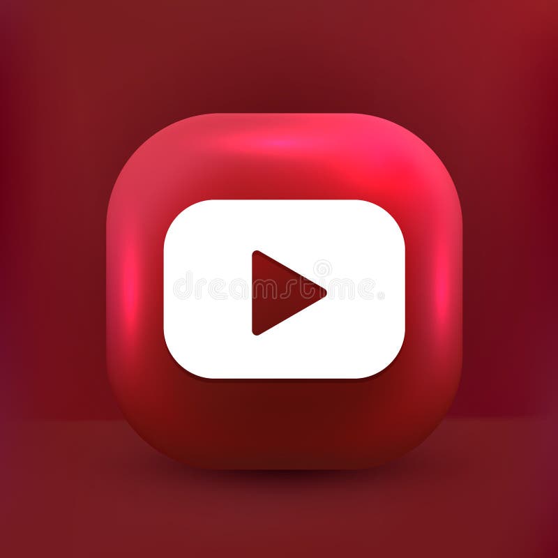 Youtube Button Icon 3d Cute Style Social Media Editorial Stock Image ...