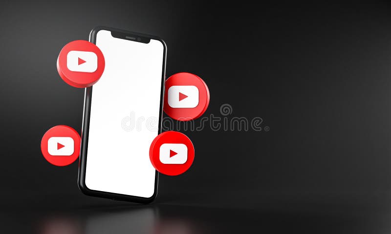 Youtube Icons Around Smartphone App Mockup 3D Editorial Photo - Image ...