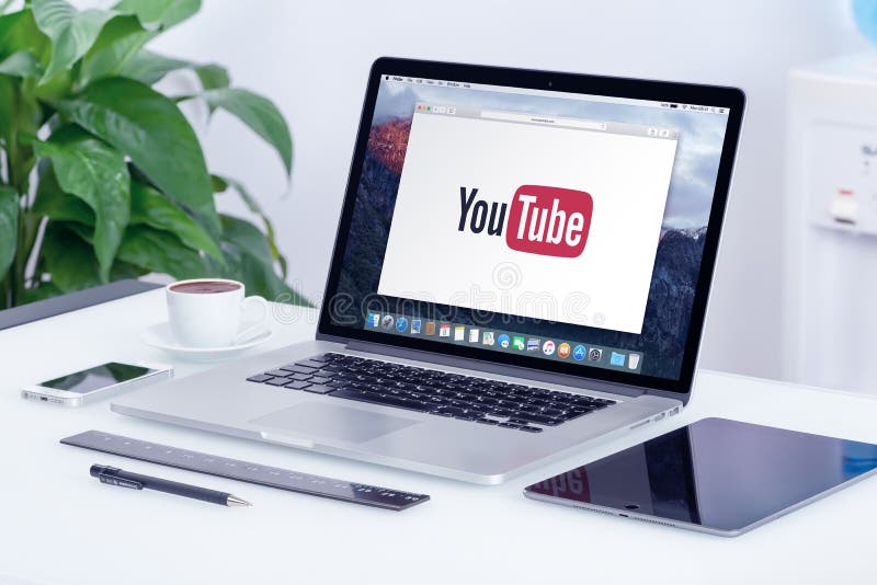 YouTube Logo on the Apple MacBook Pro Display Editorial Stock Photo ...