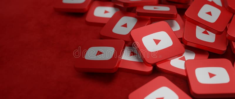 Youtube Logo Concept Banner Scattered Tiles with Copyspace 3D ...