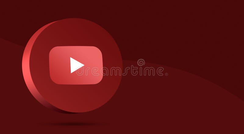 Youtube Logo Minimal Design on the Round Button 3d Render. Social Media ...