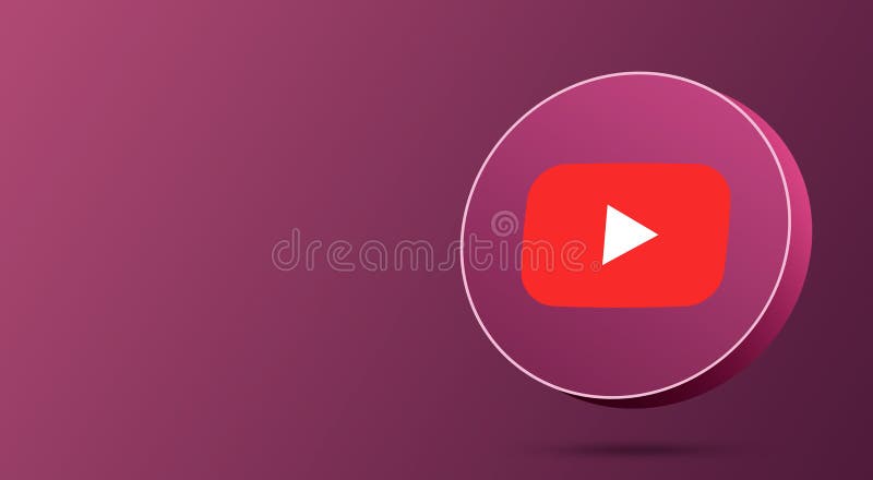 Youtube Logo Minimal Design on the Round Button 3d Render. Social Media ...
