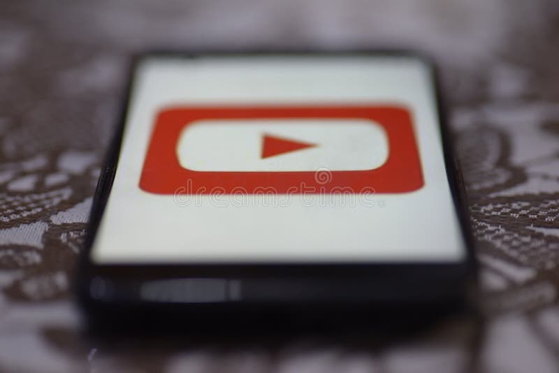 Youtube logo on mobile editorial stock image. Image of multimedia ...