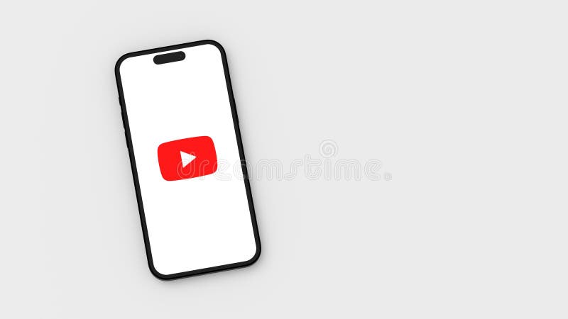 Youtube Logo on Mobile Phone Screen on Gray Background with Copy Space ...