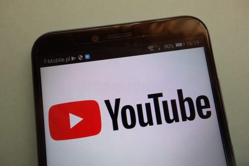 Youtube logo na smartphone obraz stock editorial. Obraz złożonej z ...