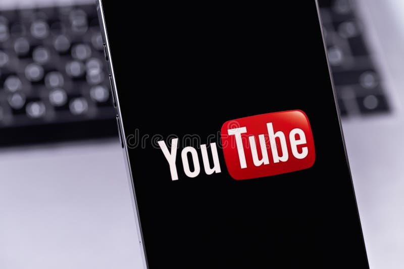 YouTube Mobile Logo App on a Screen Smartphone IPhone Closeup. YouTube ...