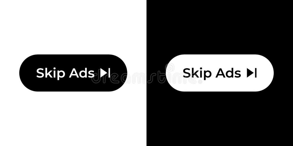 Youtube Skip Ads Icon Vector in Clipart Style. Internet Advertising ...