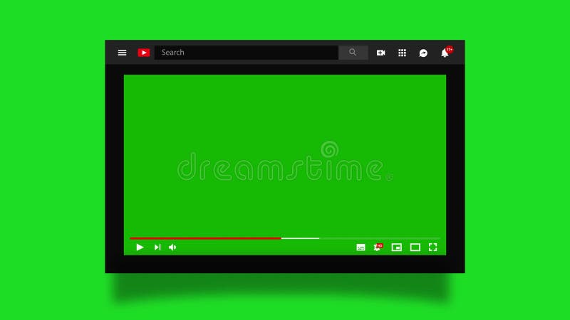 Social Media Video Player Interface Element Green Screen Graphic ...