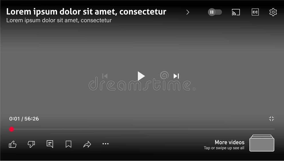 Youtube Video Template Mockup 2025. Youtube App Interface Blank Video ...