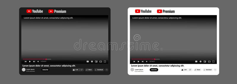 Youtube Video Template Mockup 2025. Youtube App Interface Blank Video ...