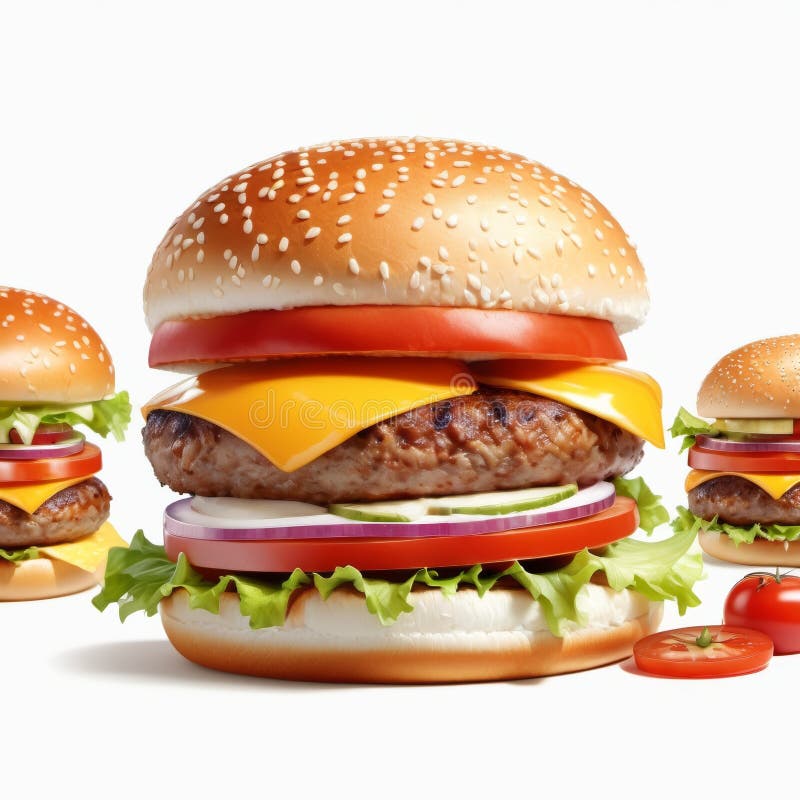 Hyper-Realistic Burger Illustration Stock Illustration - Illustration ...