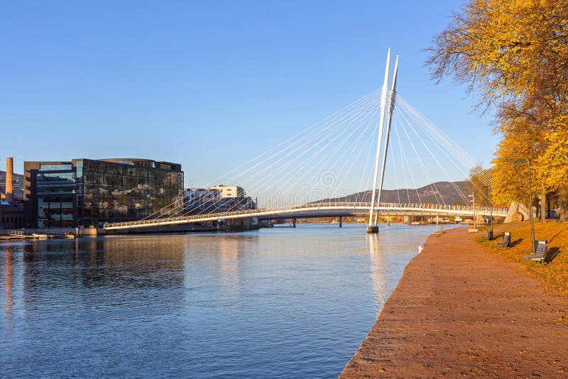 Ypsilon Bridge Drammen stock image. Image of drammen - 164351997
