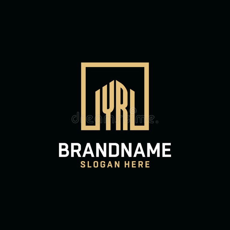 YR Initial Monogram Logo Design with Square Shape Design Ideas Stock ...