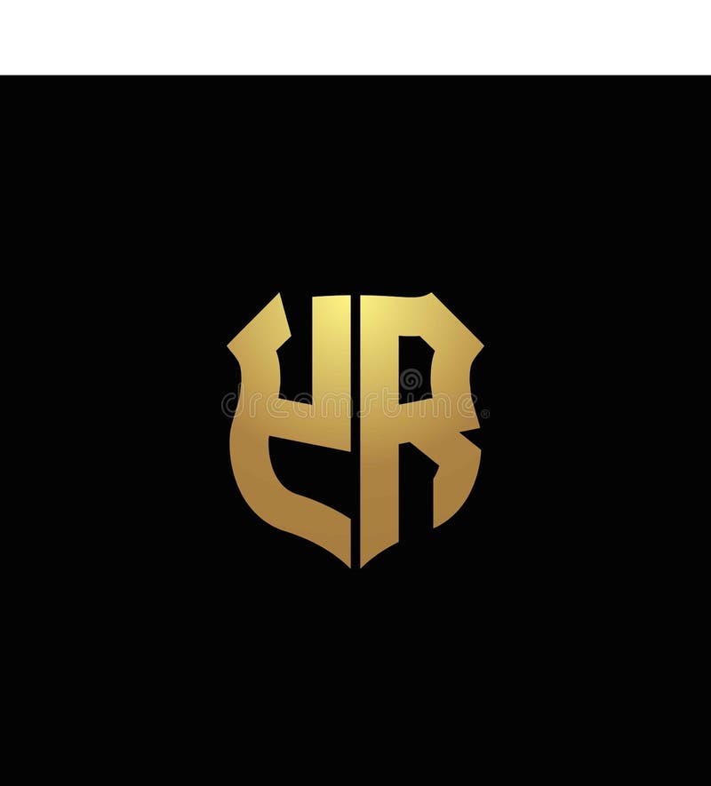 YR Logo Monogram with Gold Colors and Shield Shape Design Template ...