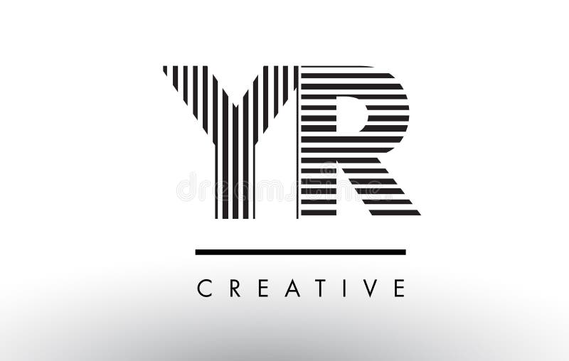 YR Y R Black and White Lines Letter Logo Design. Stock Vector ...