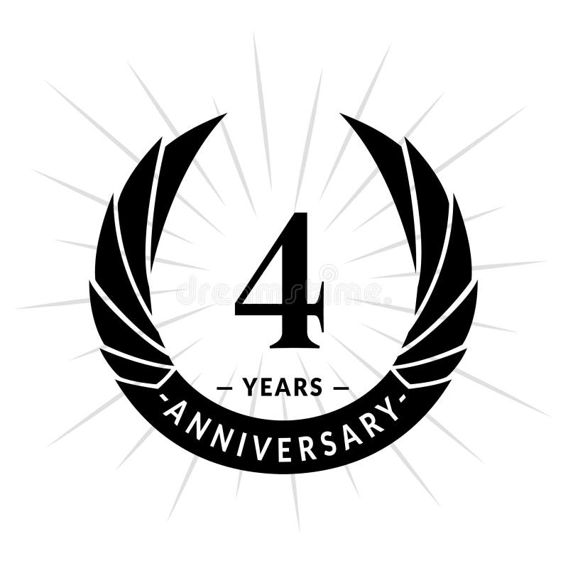 4 Years Anniversary Design Template. Elegant Anniversary Logo Design ...