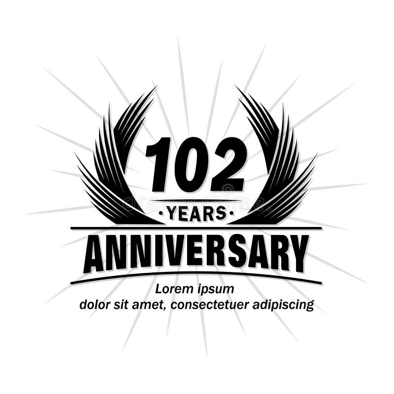 102 Years Anniversary. Elegant Anniversary Design. 102nd Years Logo ...