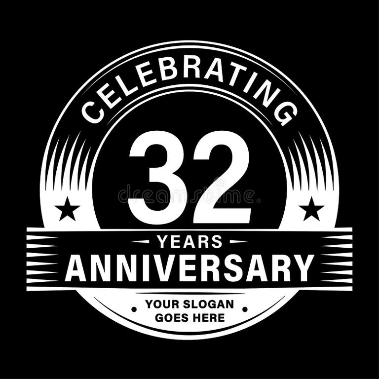 32 Years Anniversary Celebration Design Template. 32nd Logo Vector ...