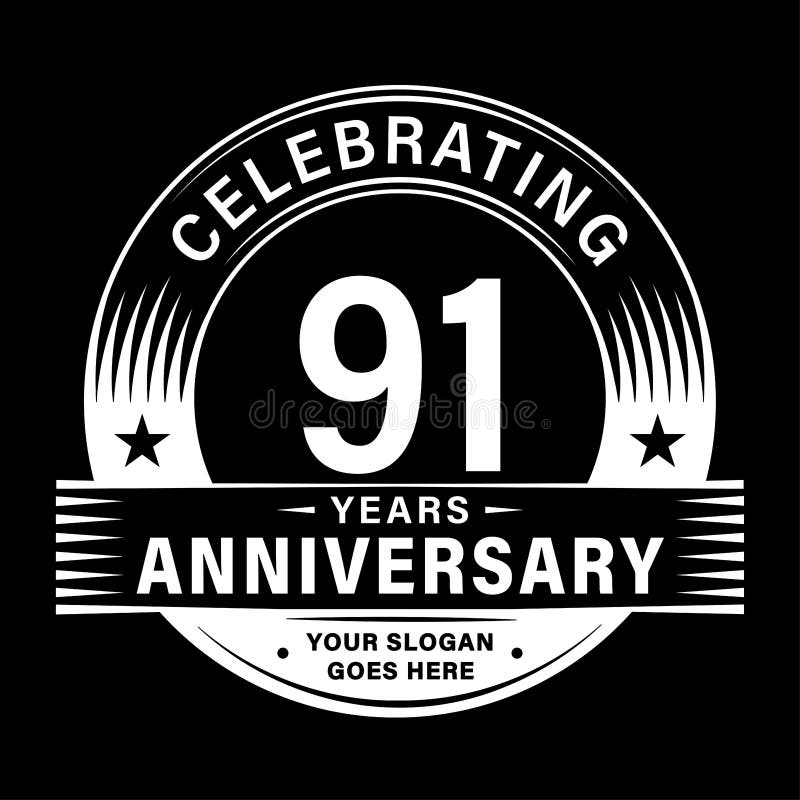 91 Years Anniversary Celebration Design Template. 91st Logo Vector ...