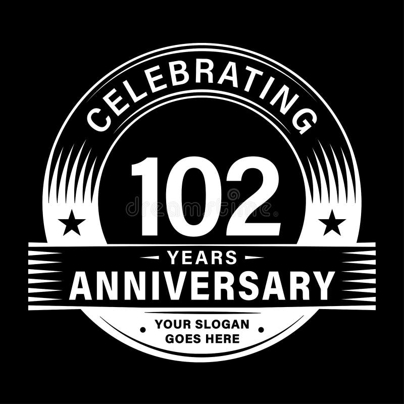 102 Years Anniversary Celebration Design Template. 102nd Logo Vector ...
