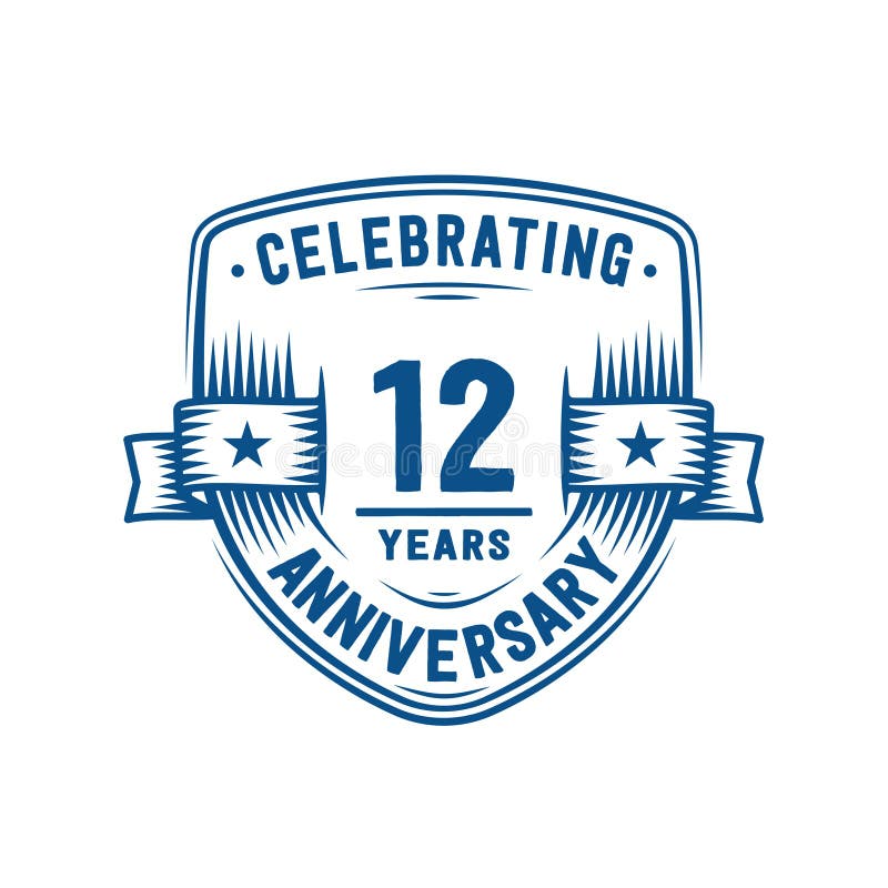 12 Years Anniversary Celebration Shield Design Template. 12th ...