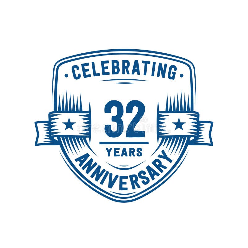 32 Years Anniversary Celebration Shield Design Template. 32nd ...