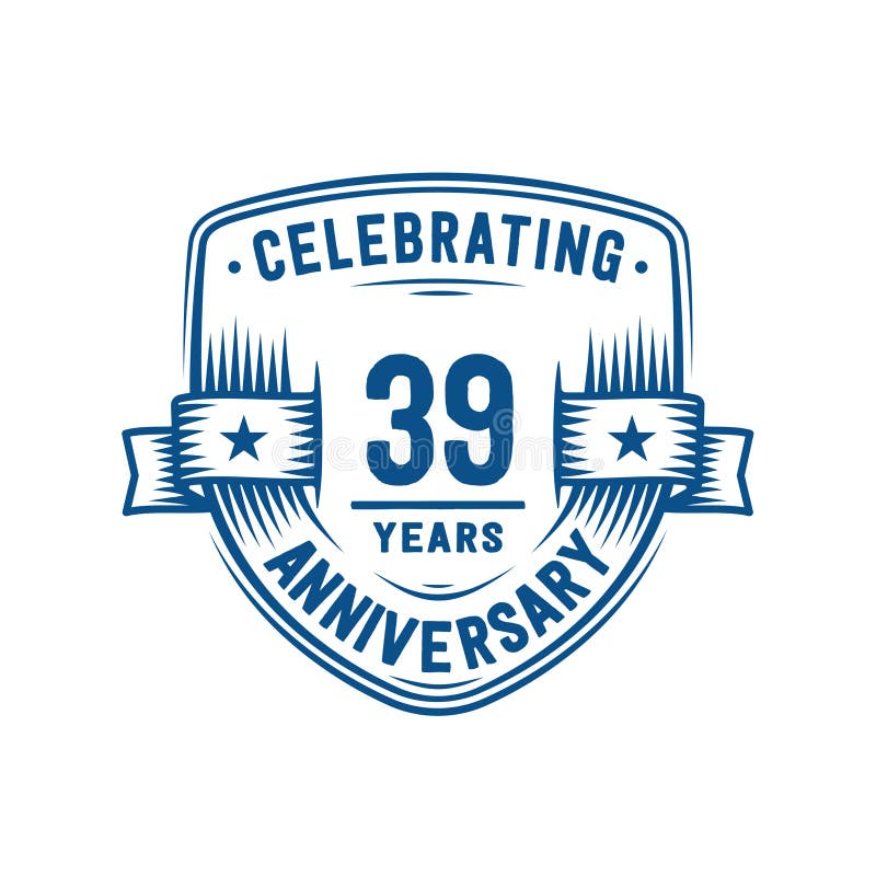 39 Years Anniversary Celebration Shield Design Template. 39th ...