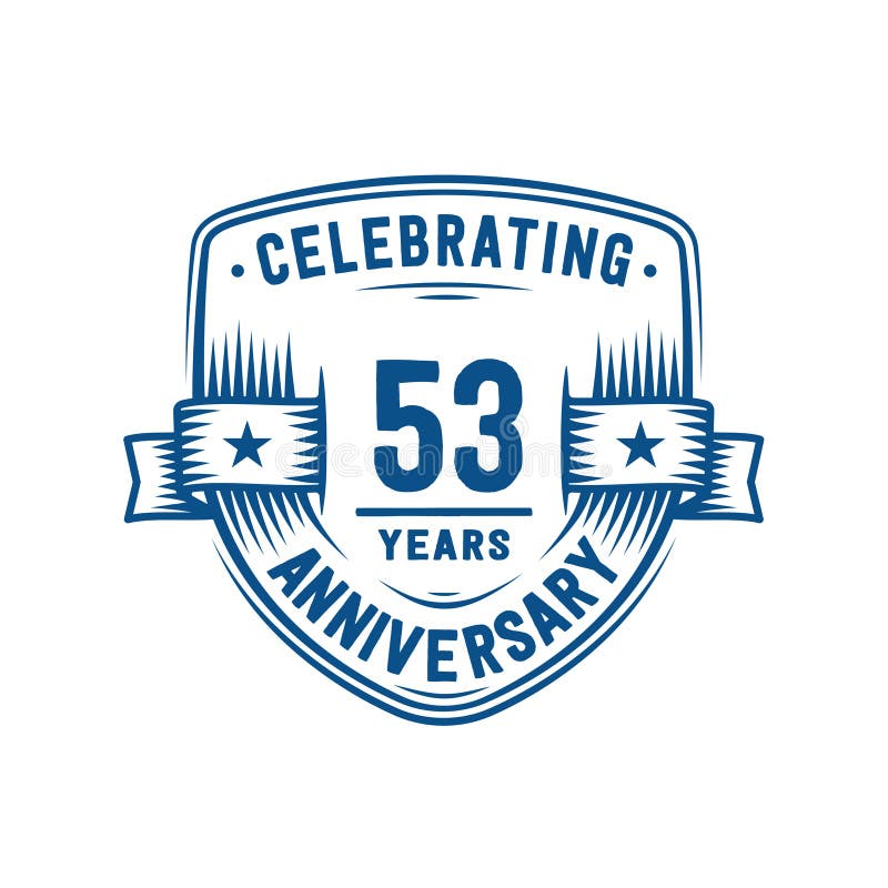 53 Years Anniversary Celebration Shield Design Template. 53rd ...
