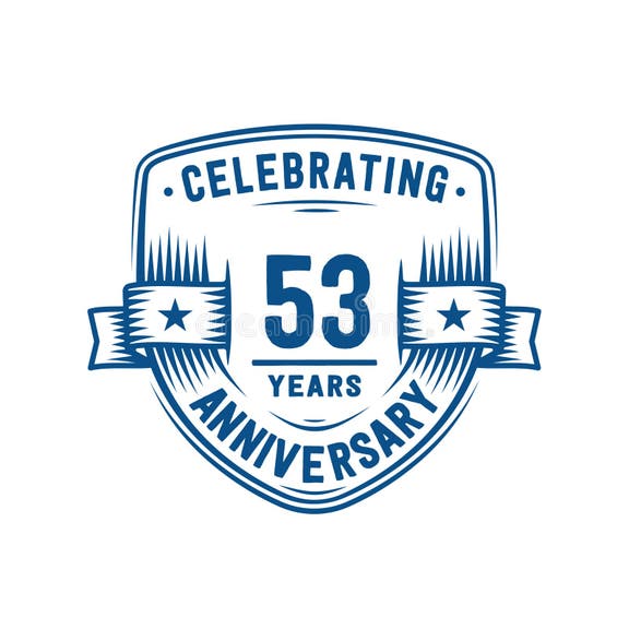 53 Years Anniversary Celebration Shield Design Template. 53rd ...