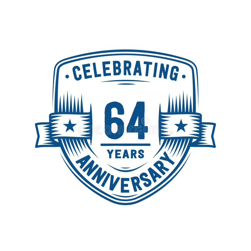64 Years Anniversary Celebration Shield Design Template. 64th ...