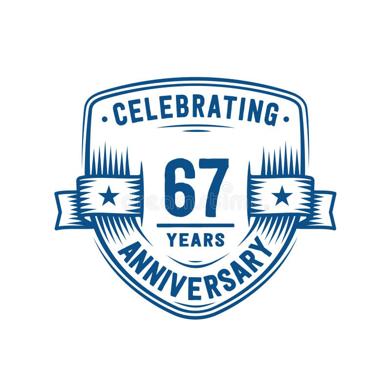 67 Years Anniversary Celebration Shield Design Template. 67th ...