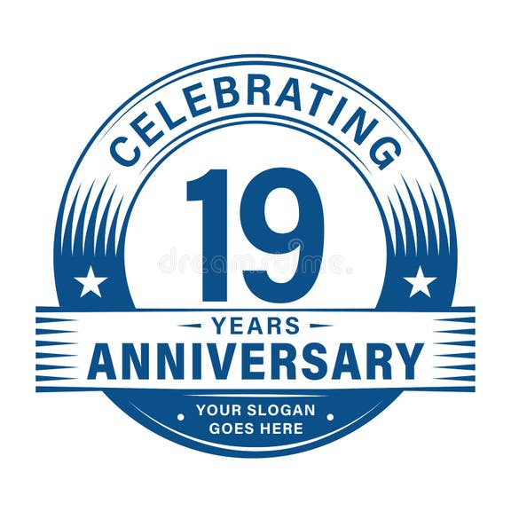 19 Years Anniversary Celebration Design Template. 19th Logo Vector ...