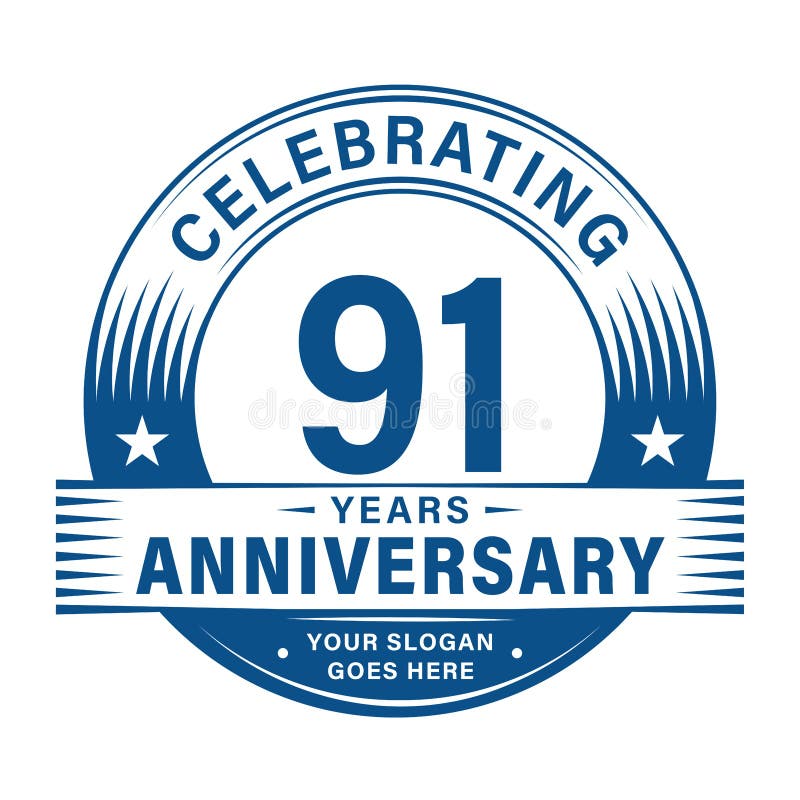 91 Years Anniversary Celebration Design Template. 91st Logo Vector ...