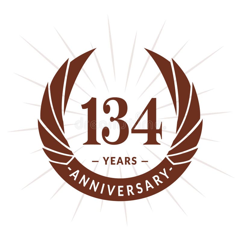 134 Years Anniversary Design Template. Elegant Anniversary Logo Design ...