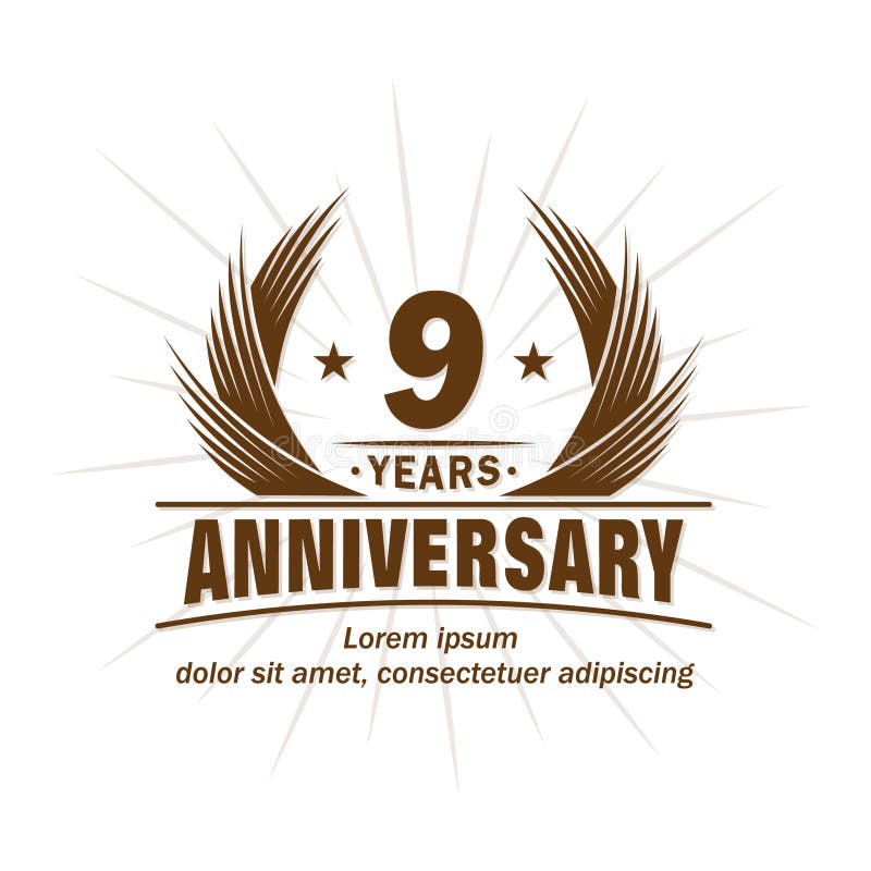 9 Years Anniversary. Elegant Anniversary Design. 9th Years Logo. Stock ...