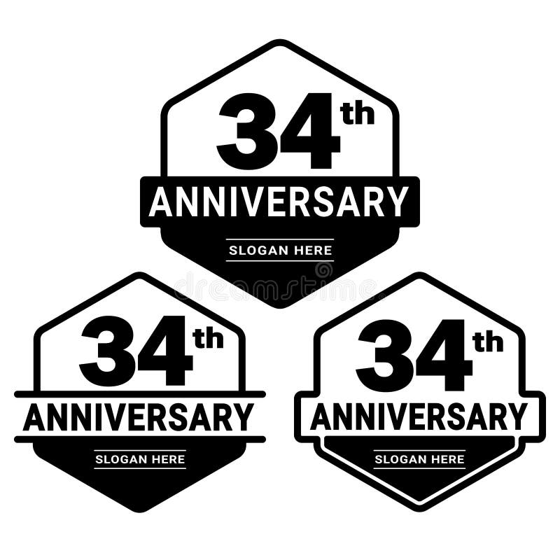 34 Years Anniversary Celebration Logotype. 34th Anniversary Logo ...