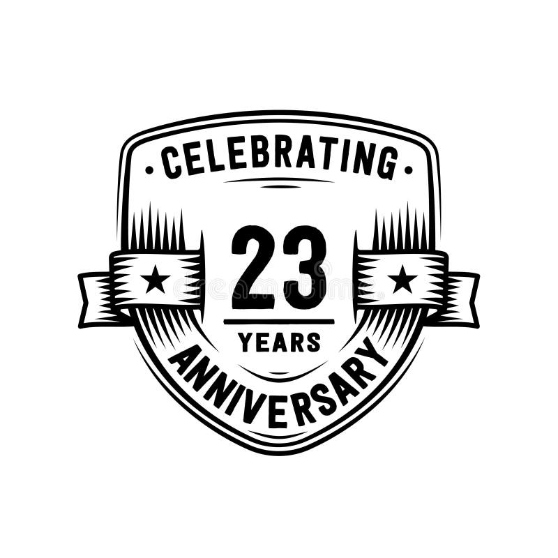 23 Years Anniversary Celebration Shield Design Template. 23rd ...